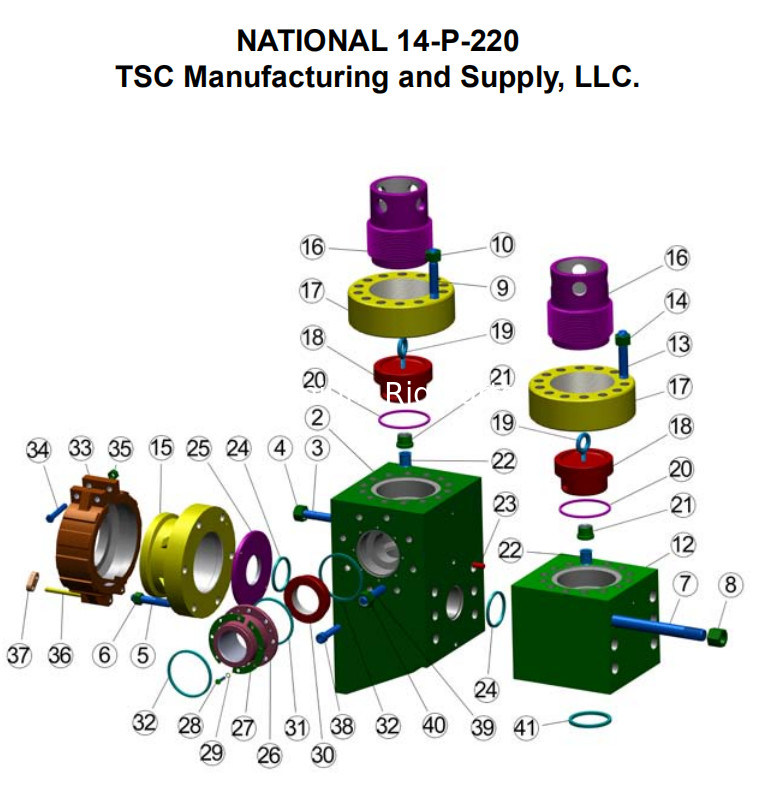 National 14P220 W/ FAST CHANGE VALVE COVERS mud pump fluid end liner ...